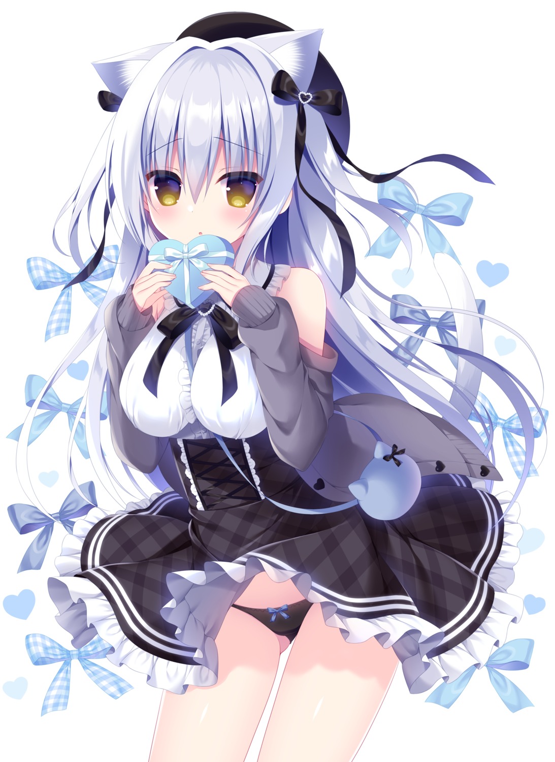 hasune animal ears nekomimi pantsu skirt lift sweater tail | #1148928 | yande.re